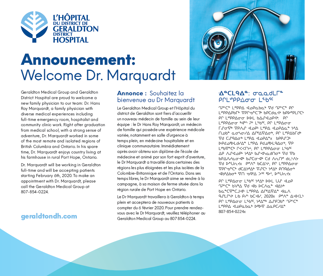 Geraldton District Hospital - welcome-dr-marquardt